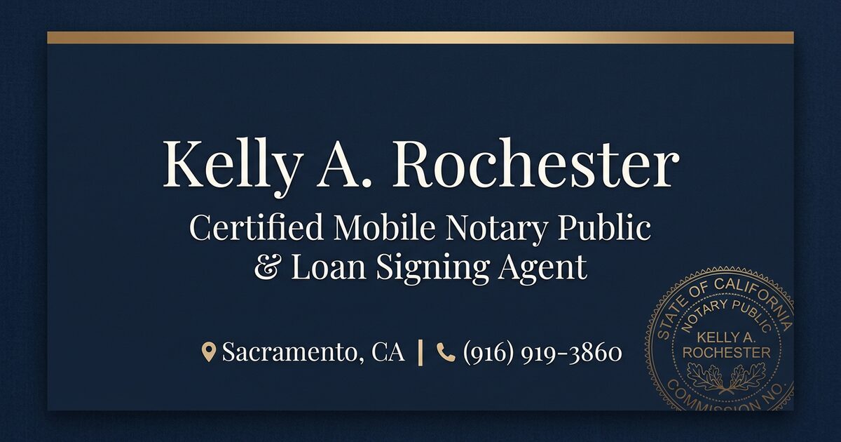 Mobile Notary Sacramento | Kelly A. Rochester — Certified Notary Public
